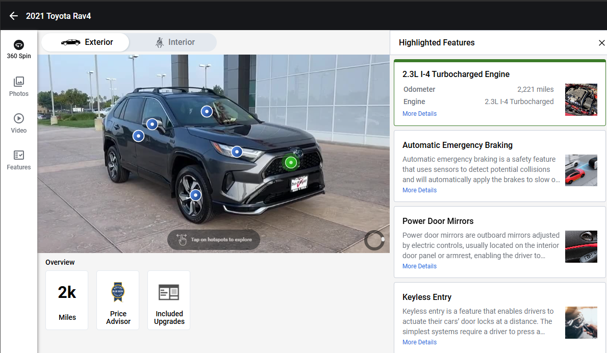 Hotspots on Inventory Images Sell Vehicles